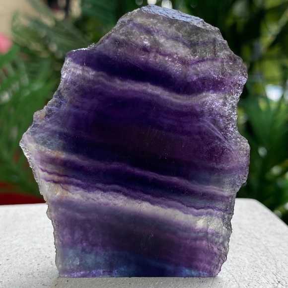 Accents | Purple Blue Striped Rough Fluorite Freeform Slab | Poshmark